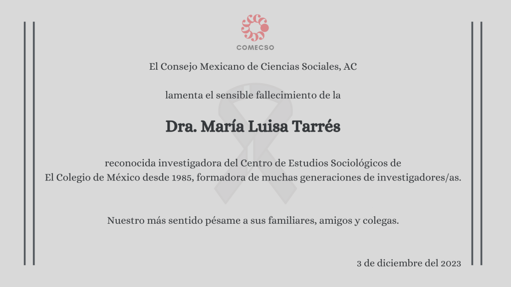 A la memoria de María Luisa Tarrés Barraza - COMECSO