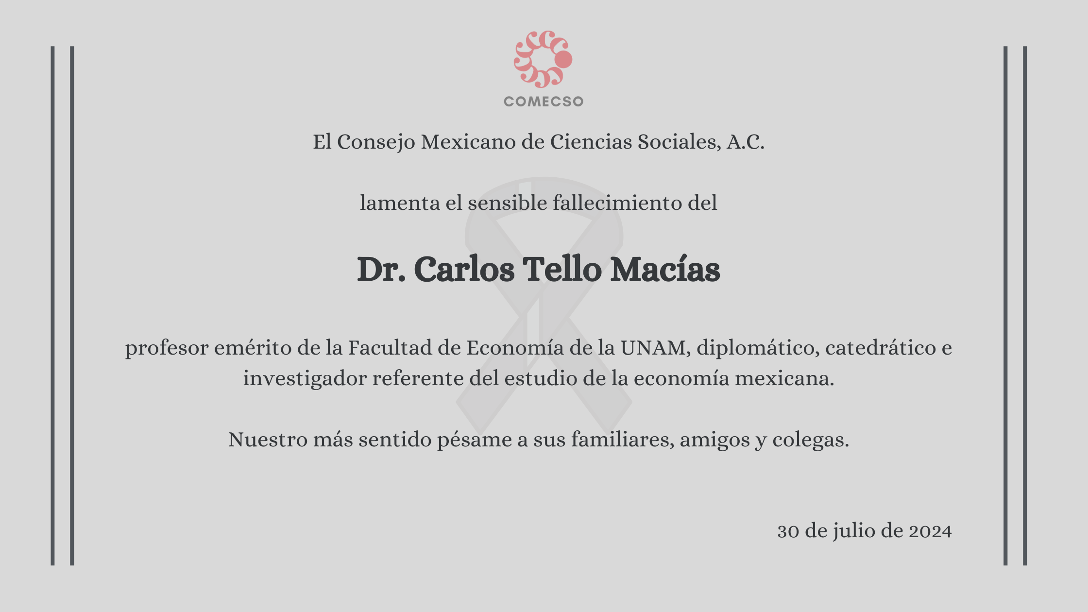 Carlos Tello Macías (1938-2024) - COMECSO